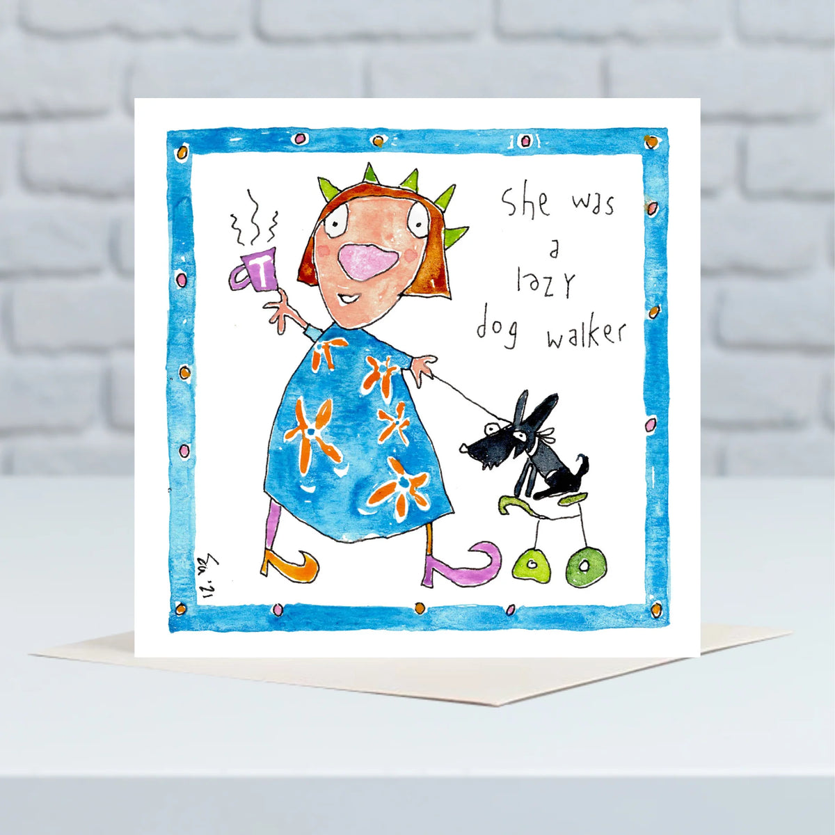 Mini Card - She was a lazy dog walker – Backyard Birder Home & Garden ...